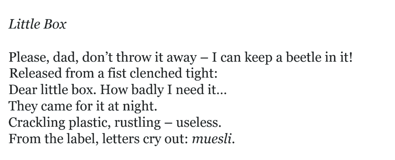 Little Box » Poetry by Julia Nemirovskaya » MumberMag